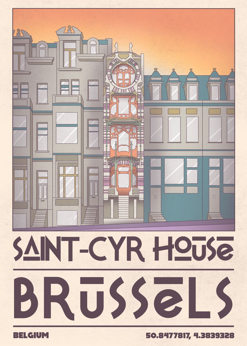 'Saint-Cyr House, Brussels' Poster, picture, metal print, paint by Jake ...