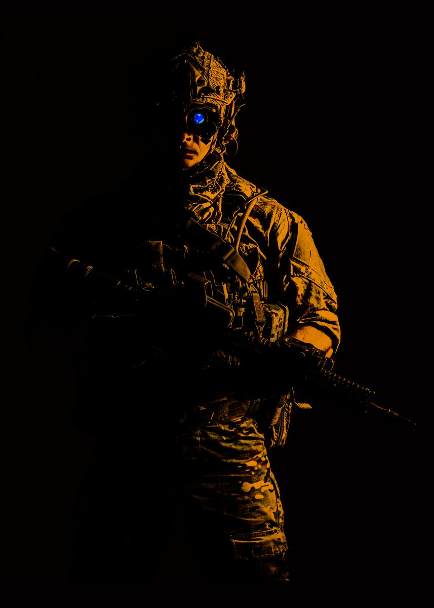 'Soldier in Night Vision' Poster, picture, metal print, paint by ...