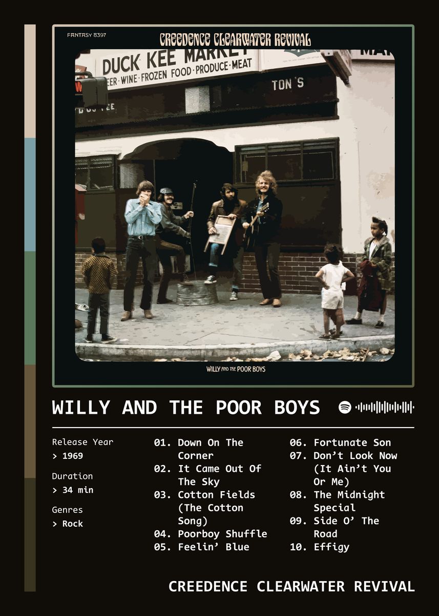 'Willy And The Poor Boys (1969) by Creedence Clearwater Revival' Poster ...