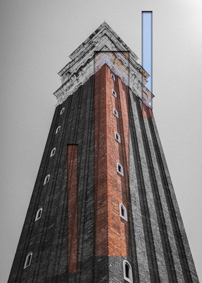 'Brick Tower with Cutout' Poster, picture, metal print, paint by ...