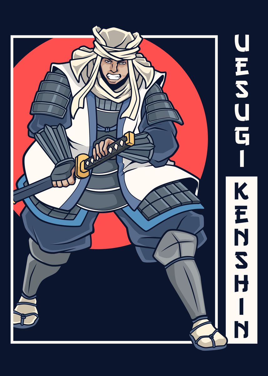 'Uesugi Kenshin Samurai' Poster, picture, metal print, paint by ...