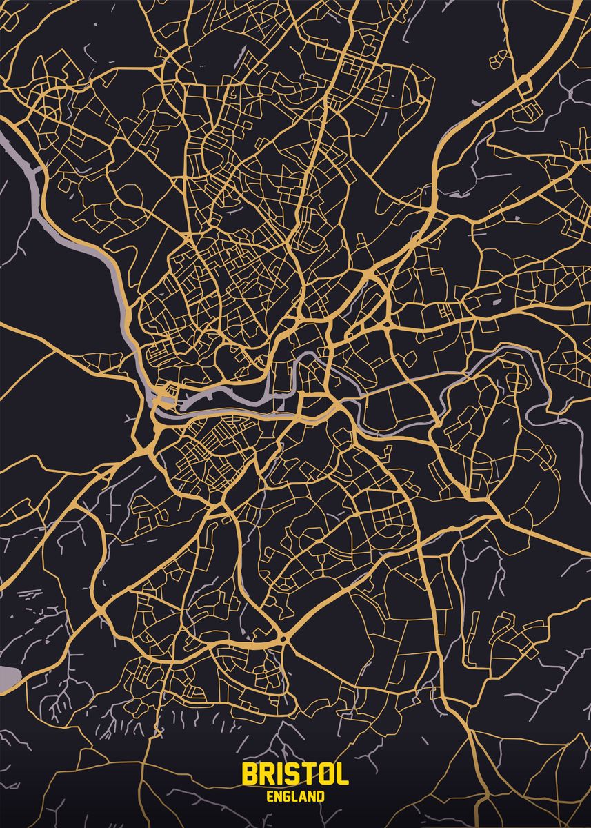 'Bristol City Map' Poster, picture, metal print, paint by CRAFTSSSTUDIO ...
