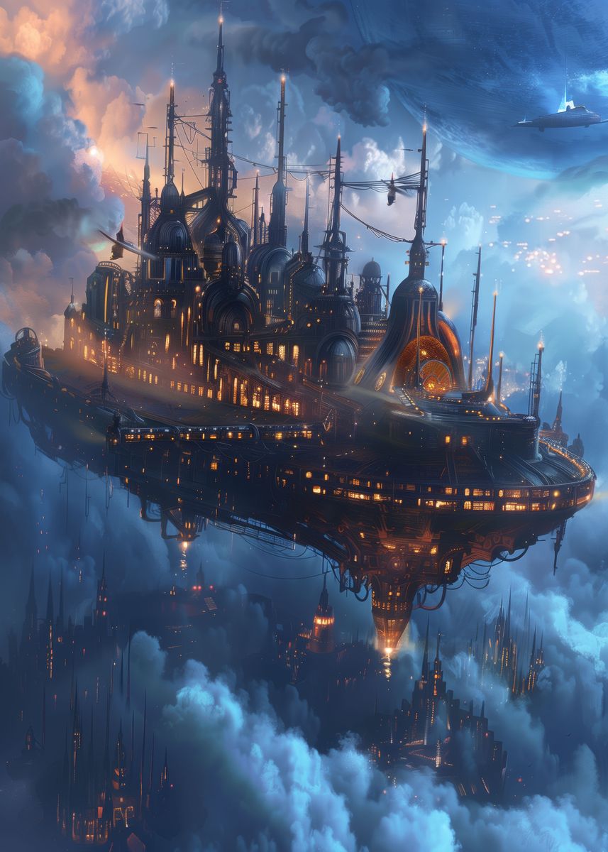 'Cyber Steampunk City' Poster, picture, metal print, paint by Frank ...