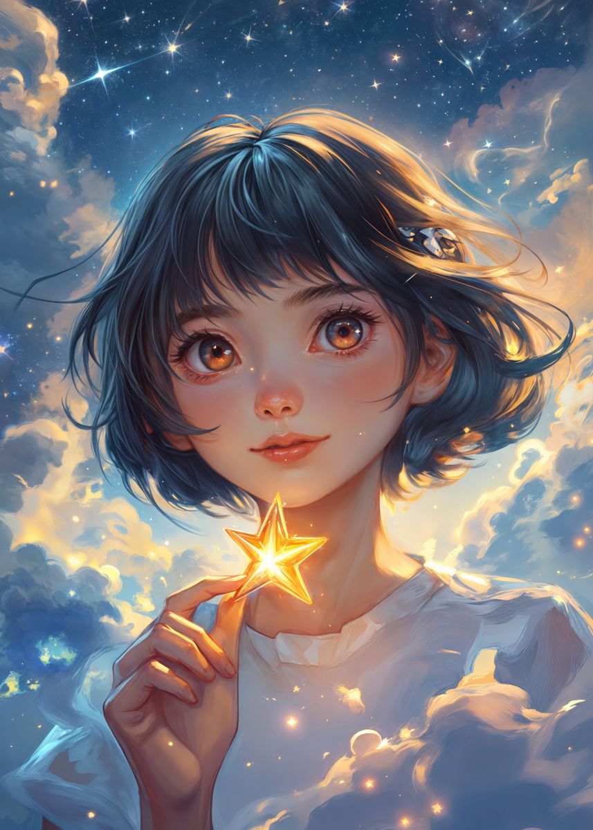 'Anime Star Girl' Poster, picture, metal print, paint by HarmonicArt ...