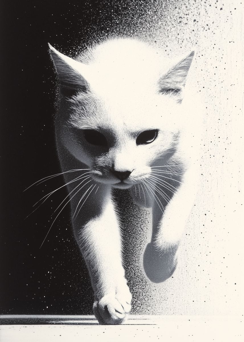 'White Cat Portrait' Poster, picture, metal print, paint by ...
