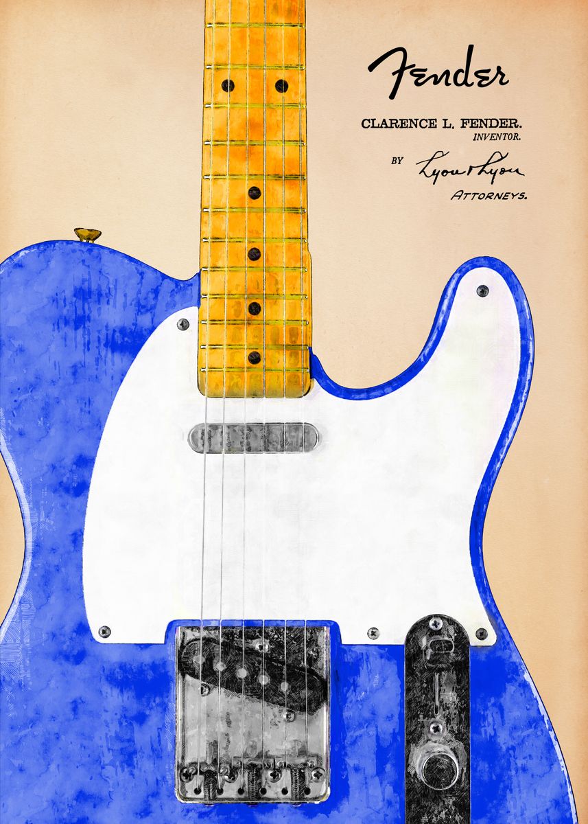 'Fender Telecaster Guitar' Poster, picture, metal print, paint by Cris ...