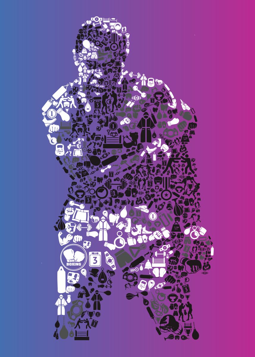 'Boxing Silhouette Ali' Poster, picture, metal print, paint by Éclips ...