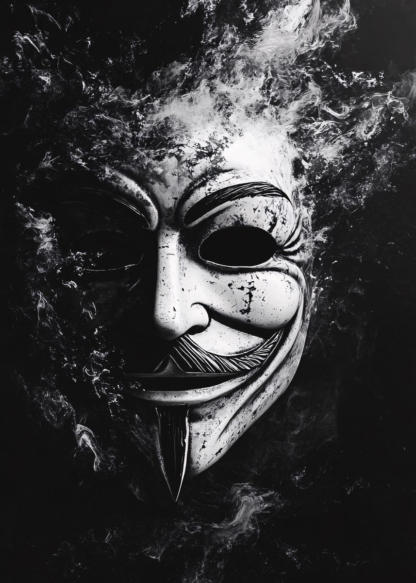 'Anonymous Mask in Smoke' Poster, picture, metal print, paint by Leoni ...