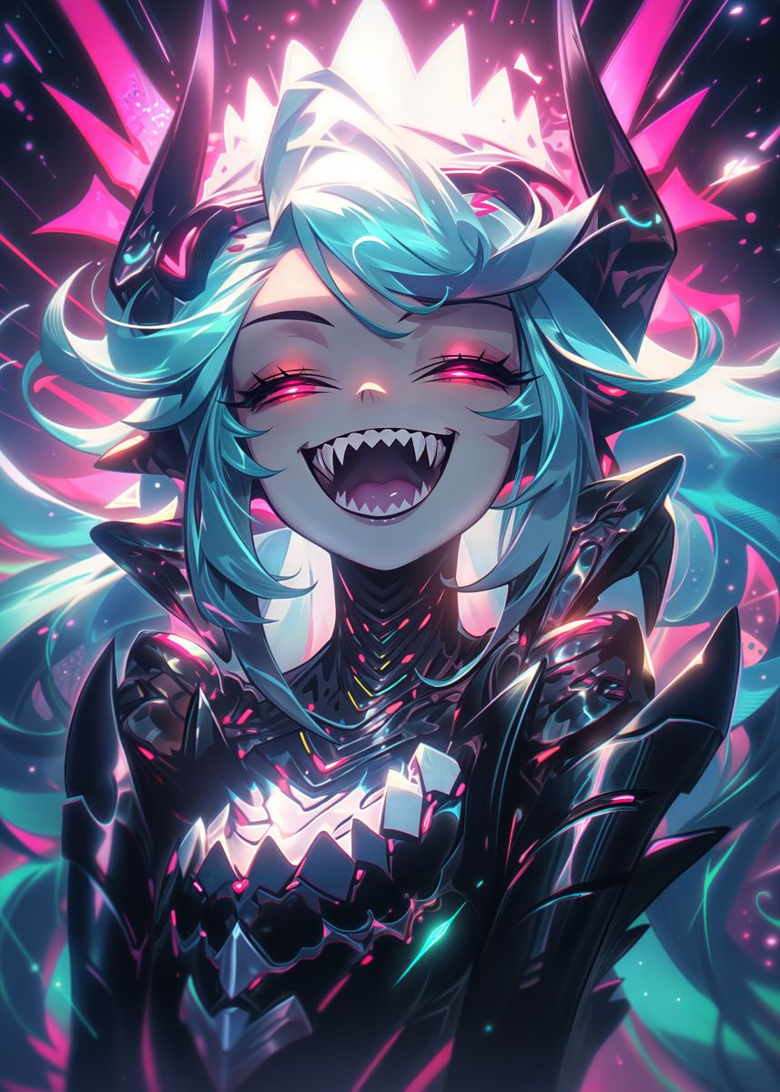'Laughing Anime Demon Girl ' Poster, picture, metal print, paint by ...