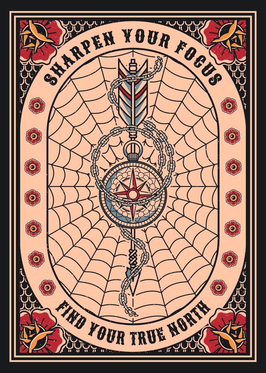 'Compass and Arrow Design' Poster, picture, metal print, paint by ...