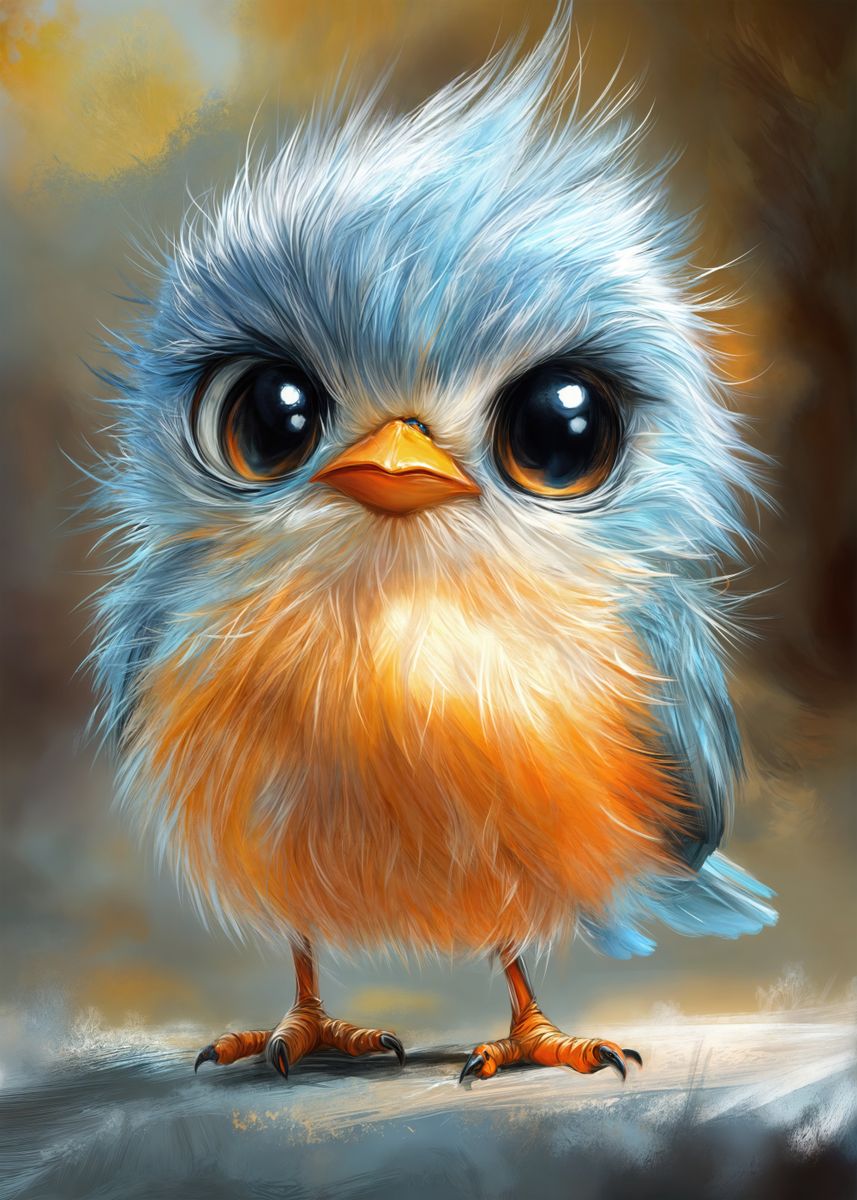 'Cute Fluffy Bird Poster' Poster, picture, metal print, paint by ...