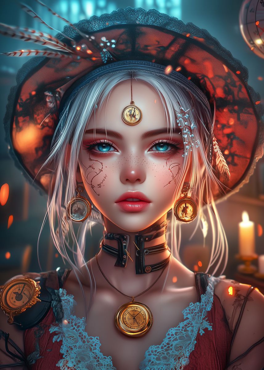 'Steampunk Clockwork Girl' Poster, picture, metal print, paint by ...