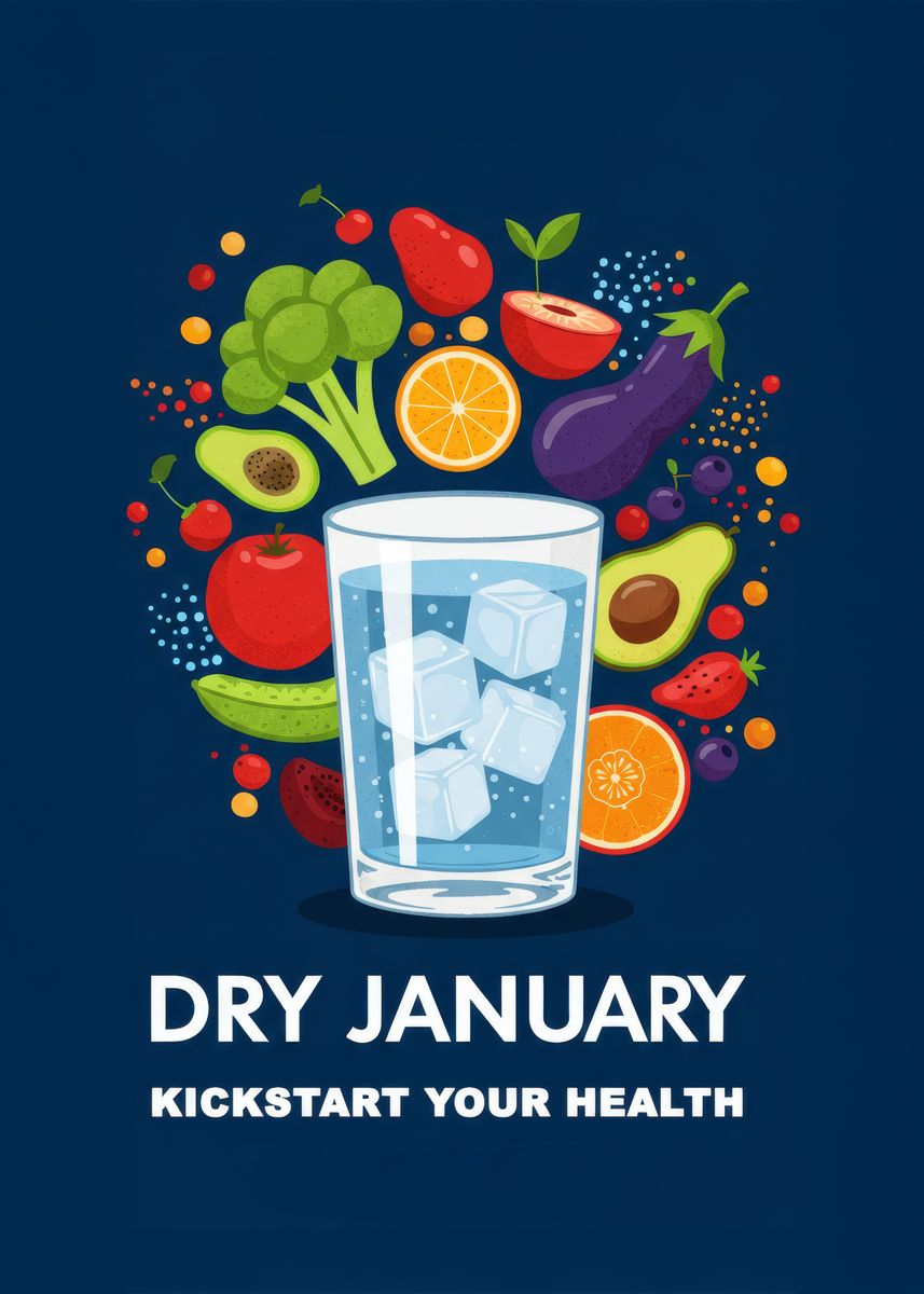 'Dry January Health Poster' Poster, picture, metal print, paint by ...