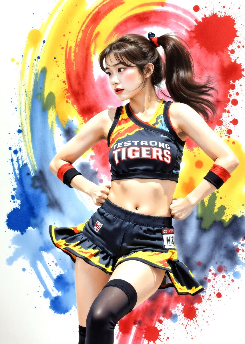 'Lee Jueun Tigers Cheerleader in Watercolor' Poster, picture, metal ...