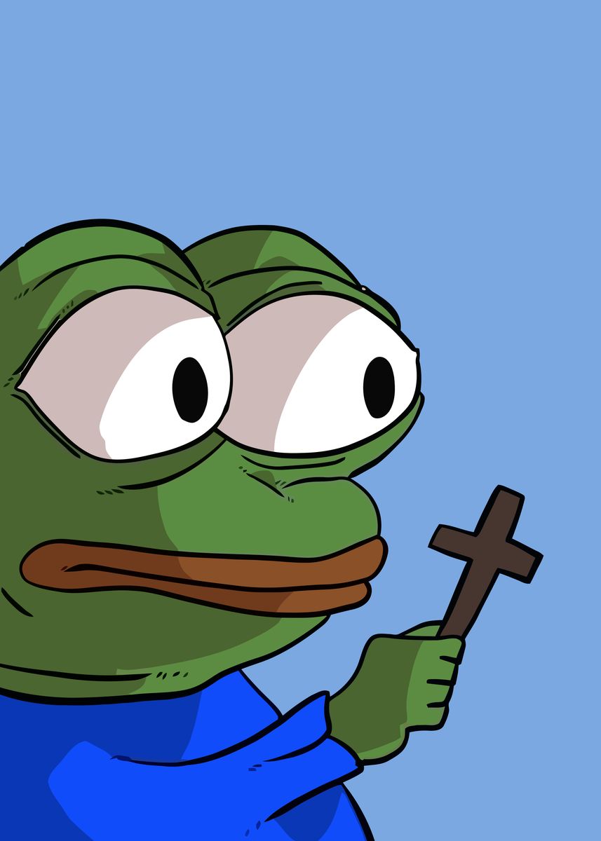 'Pepe Holding a Cross' Poster, picture, metal print, paint by Your Name ...