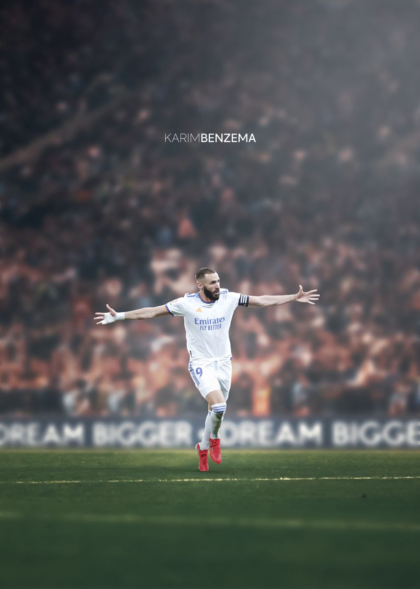'Karim Benzema Soccer Celebration' Poster, picture, metal print, paint ...
