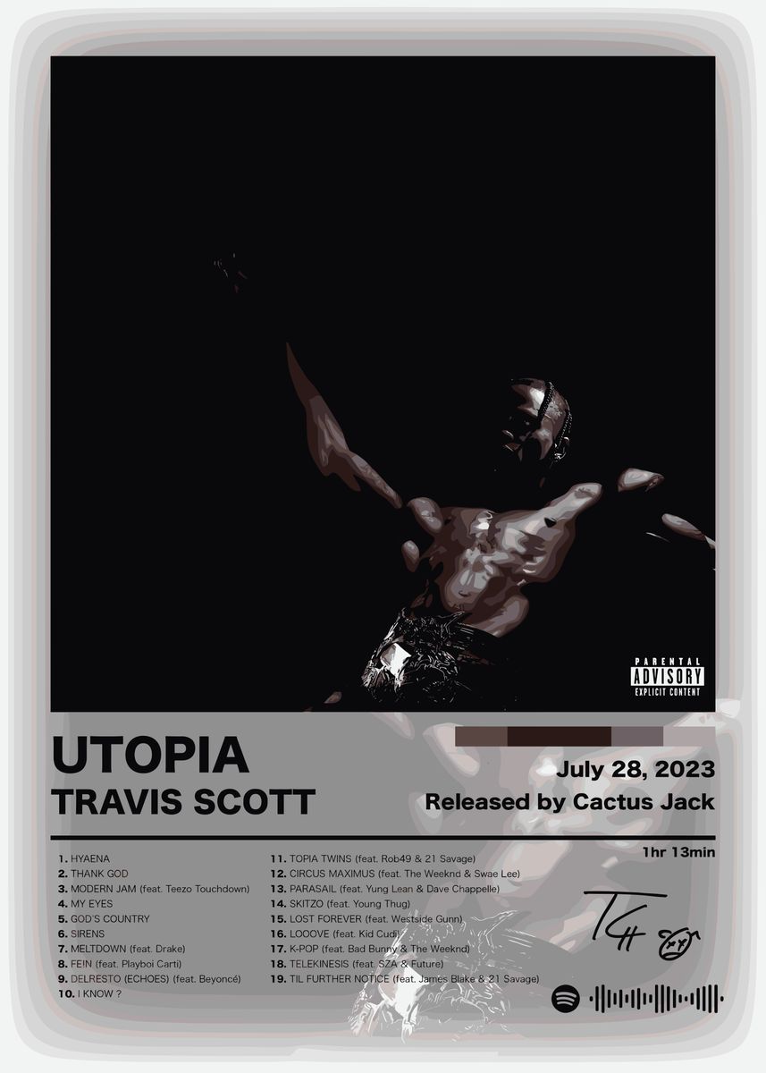 'Travis Scott UTOPIA' Poster, picture, metal print, paint by LOCKET ...