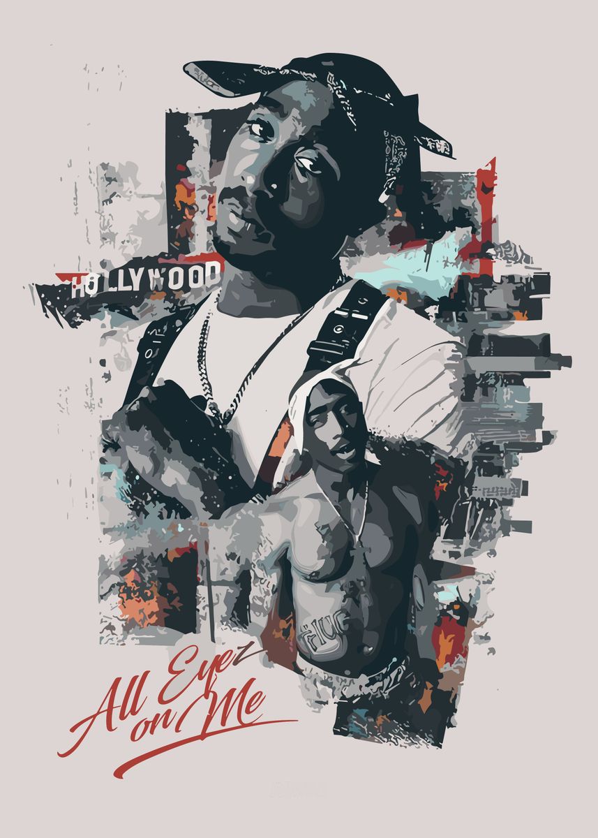 'Tupac Shakur Portrait' Poster, picture, metal print, paint by Elg ...