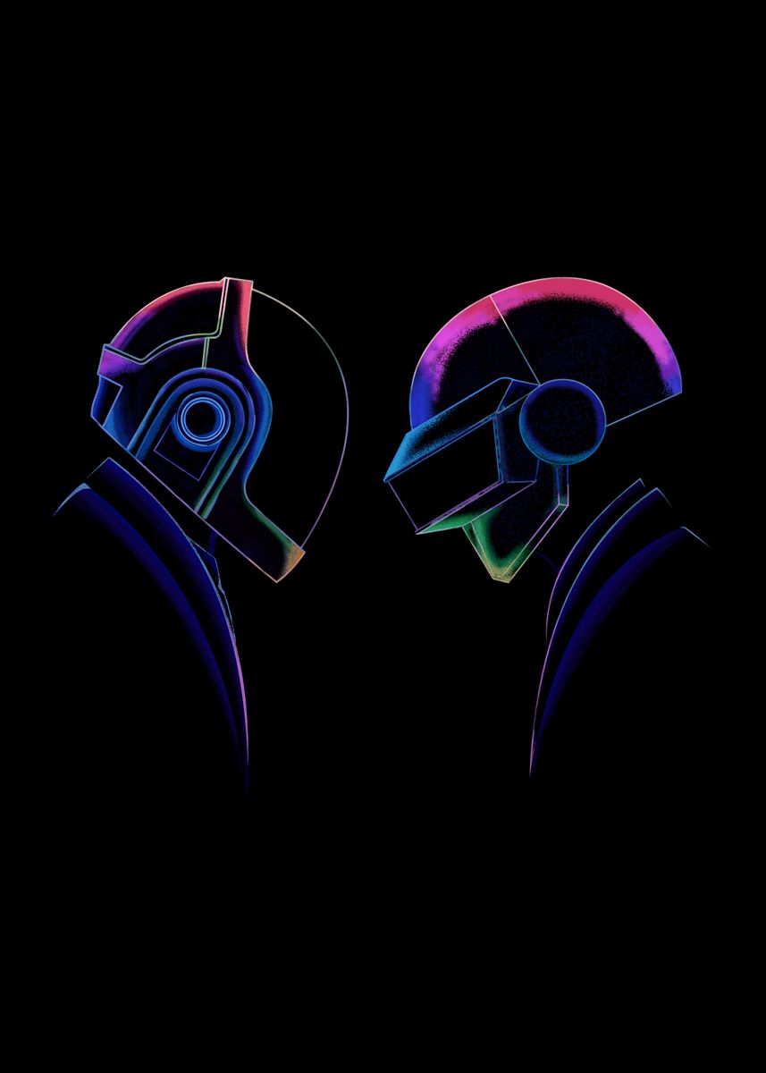 'Daft Punk Neon Silhouettes' Poster, picture, metal print, paint by ...