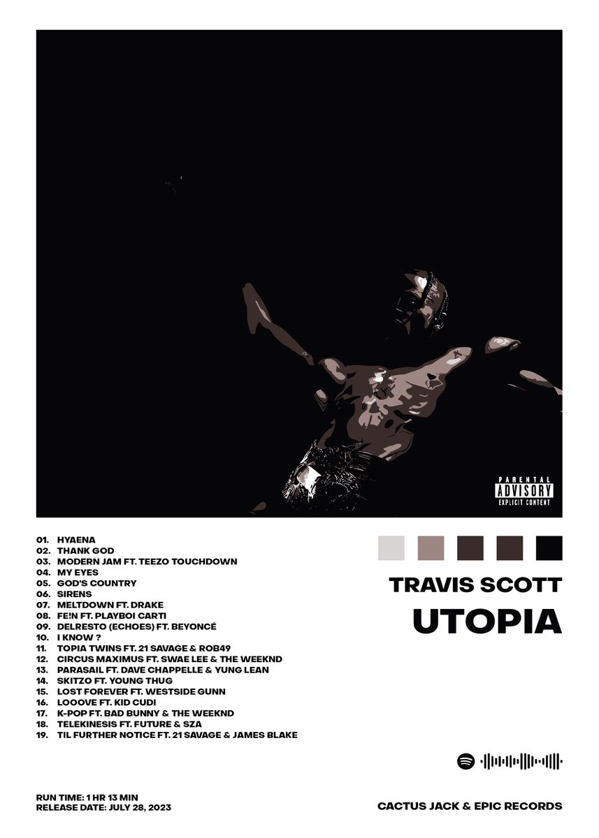 'Travis Scott UTOPIA' Poster, picture, metal print, paint by ZACKSTAR ...