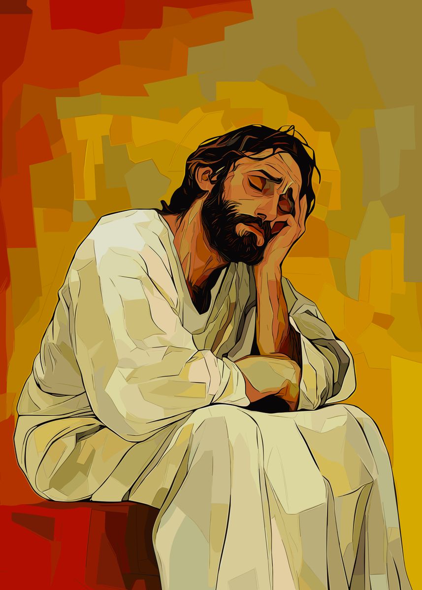 'Original Jesus in Thoughts' Poster, picture, metal print, paint by ...
