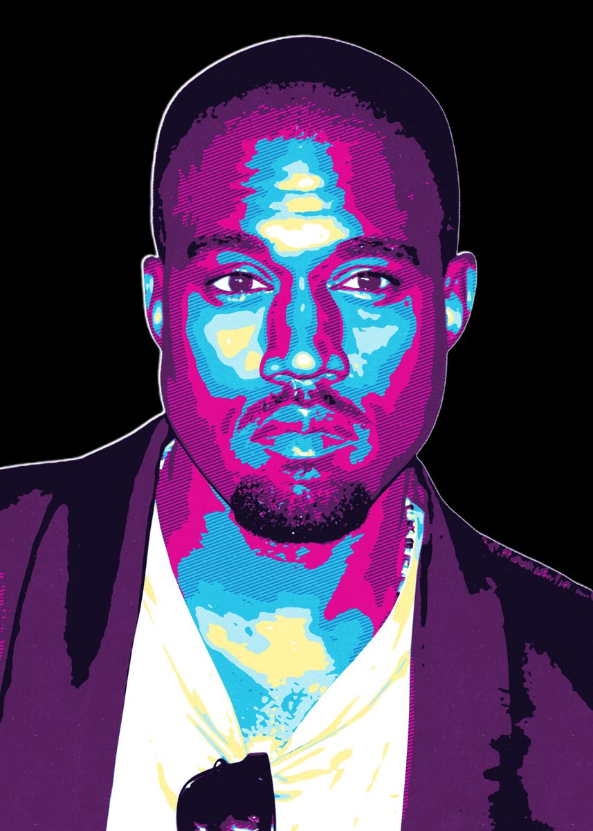 'Kanye West Retro Art Portrait' Poster, picture, metal print, paint by ...