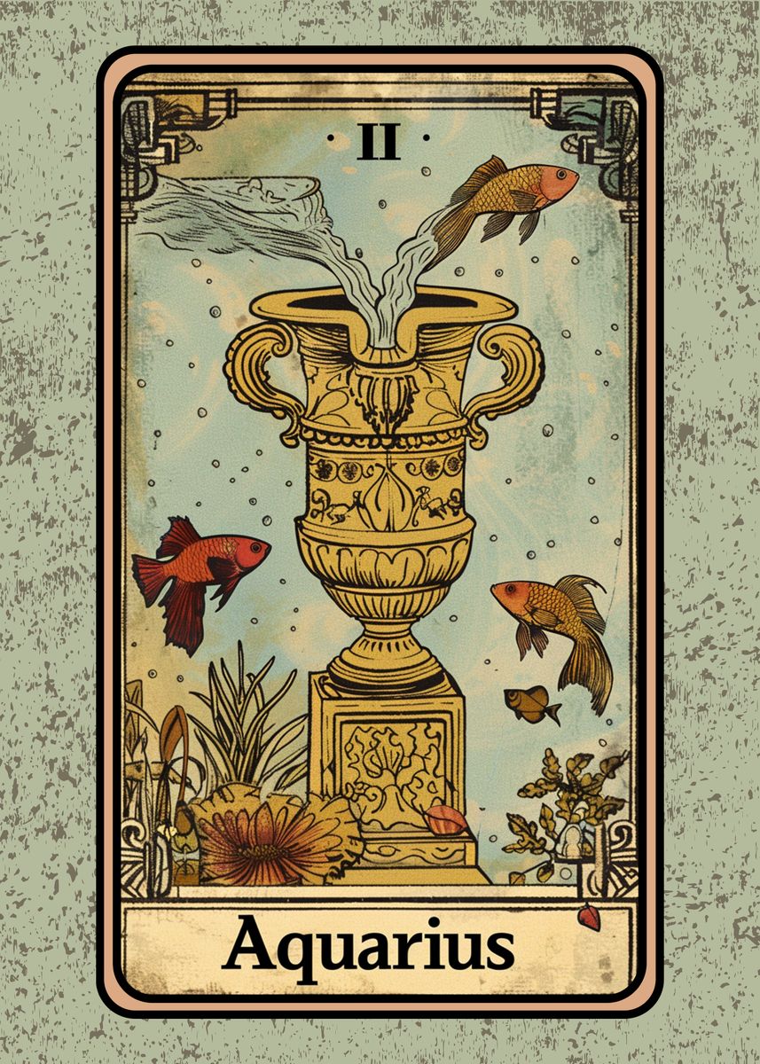 'Aquarius Tarot Card Zodiac Wall Art' Poster, picture, metal print, paint by Claudia Becker ...