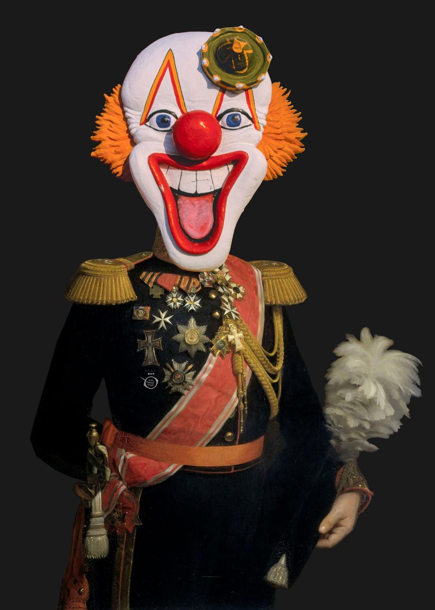 'Clown in Military Uniform' Poster, picture, metal print, paint by ...