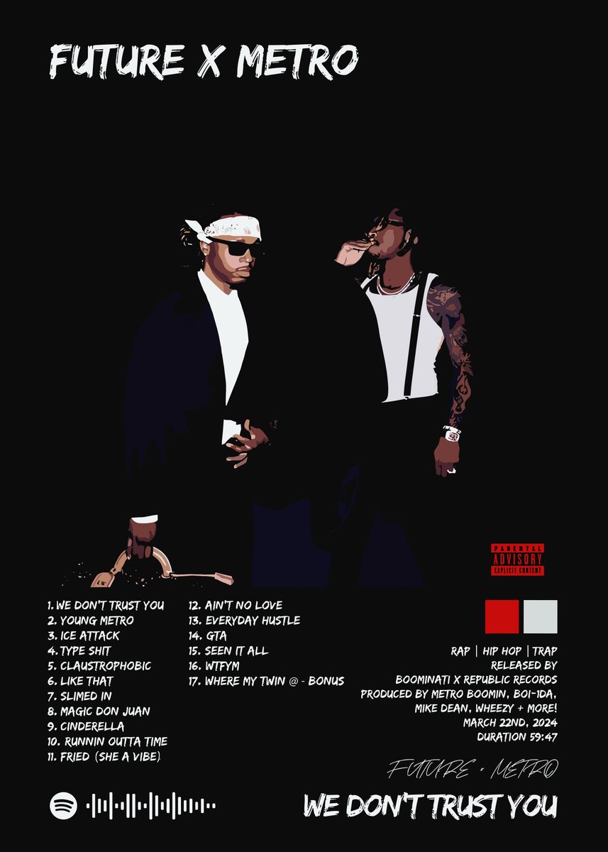 'Future and Metro Boomin Album' Poster, picture, metal print, paint by ...