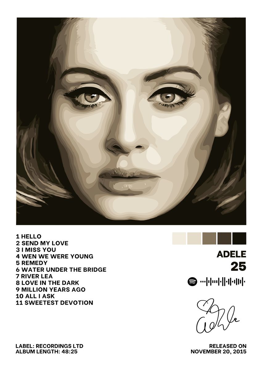 'Adele 25' Poster, picture, metal print, paint by ZACKSTAR | Displate