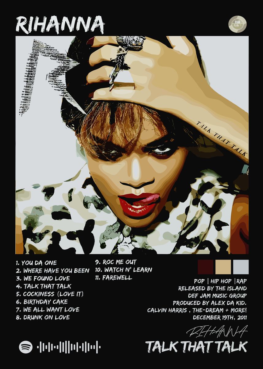 'Rihanna Talk That Talk' Poster, picture, metal print, paint by LOCKET ...