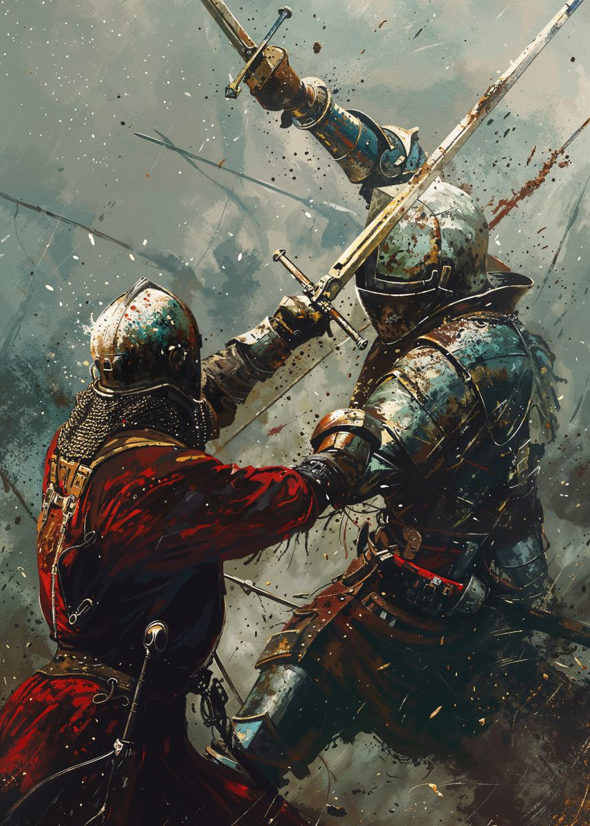 'Medieval Sword Fight' Poster, picture, metal print, paint by Powerful ...