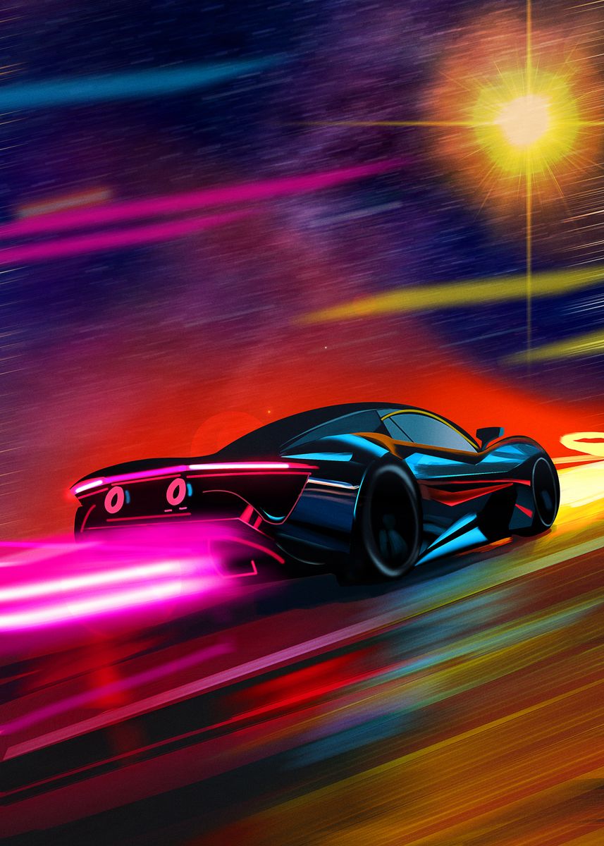 'Neon Speedster' Poster, picture, metal print, paint by Ajai umesh ...
