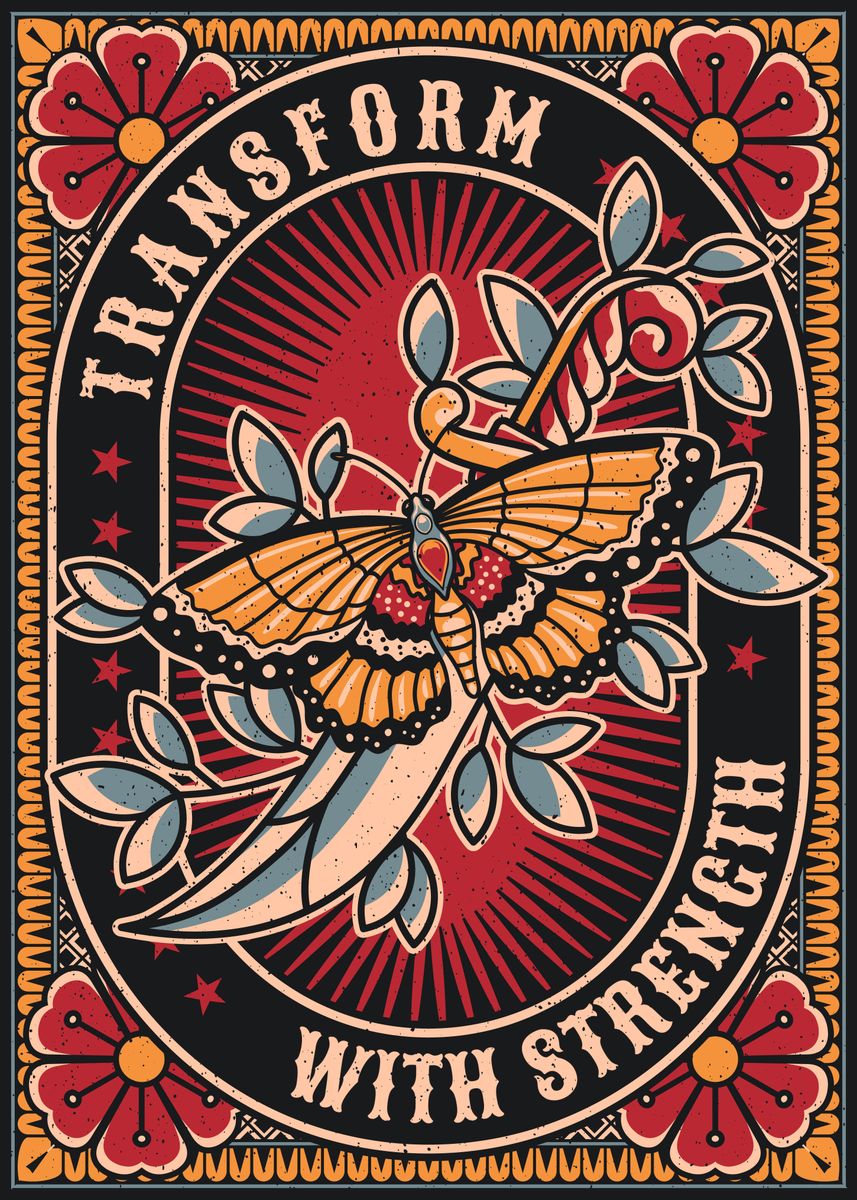 'Transform Strength Butterfly' Poster, picture, metal print, paint by ...