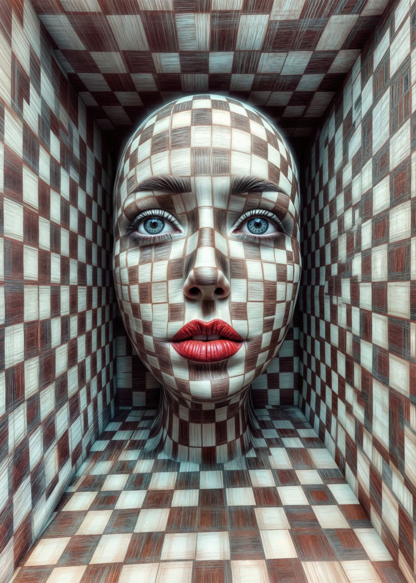 'Checkerboard Face Illusion' Poster, picture, metal print, paint by ...