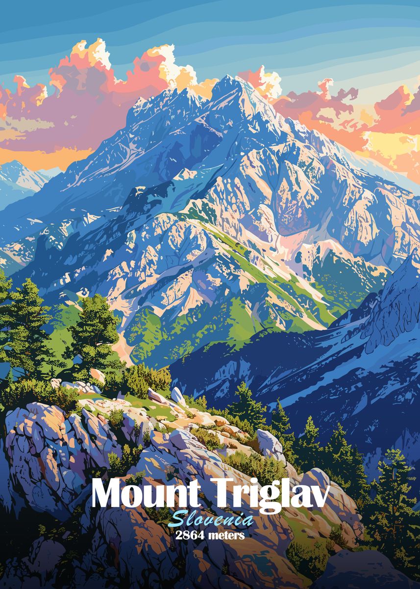 'Mount Triglav Slovenia' Poster, picture, metal print, paint by Mason ...