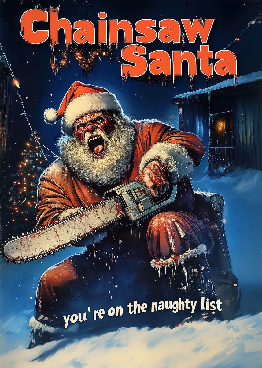 'Chainsaw Santa Horror Movie Poster' Poster, picture, metal print ...