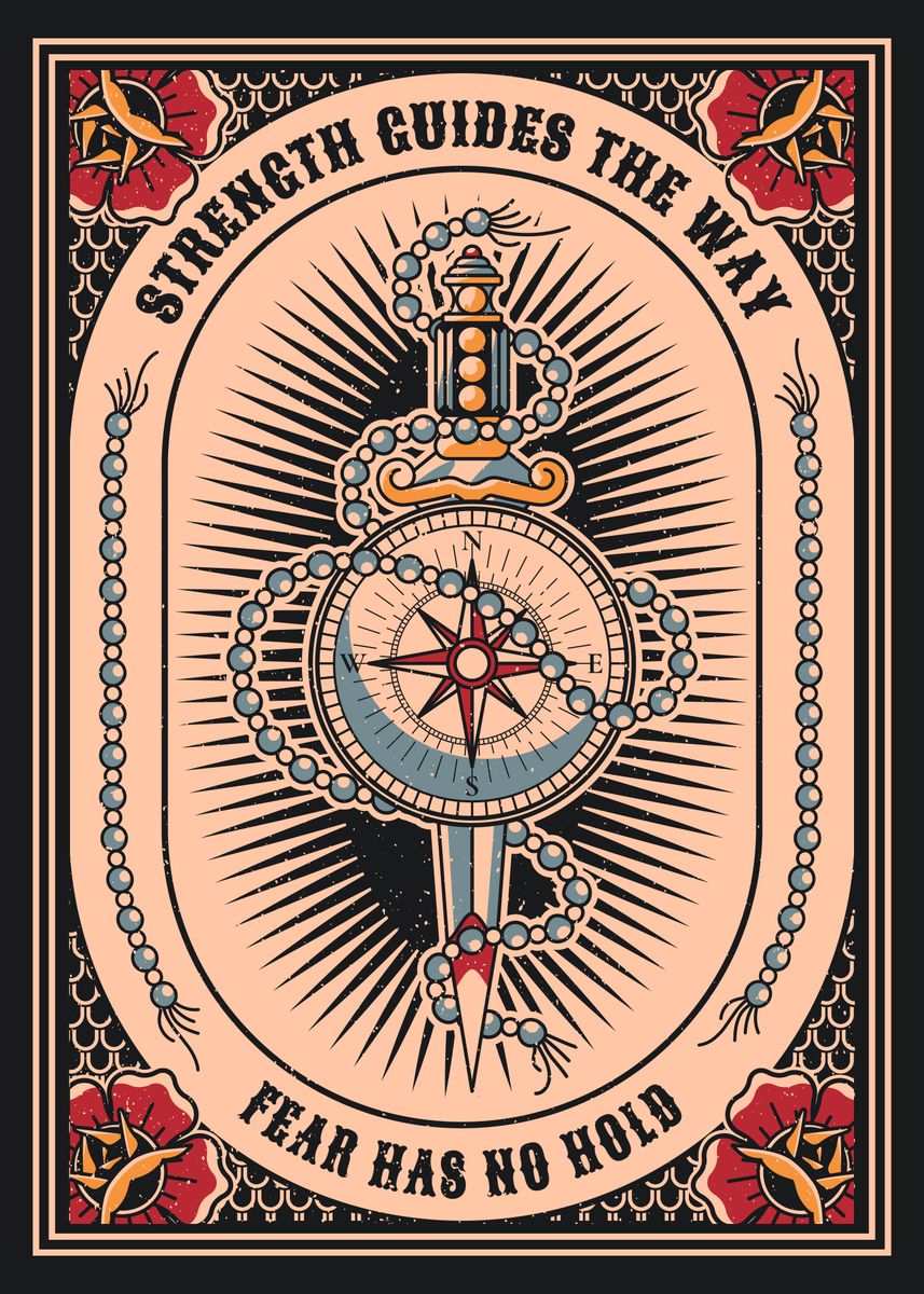 'Compass & Dagger Tattoo' Poster, picture, metal print, paint by taofik ...