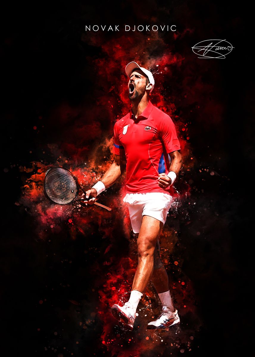 'Novak Djokovic Tennis Poster' Poster, picture, metal print, paint by ...