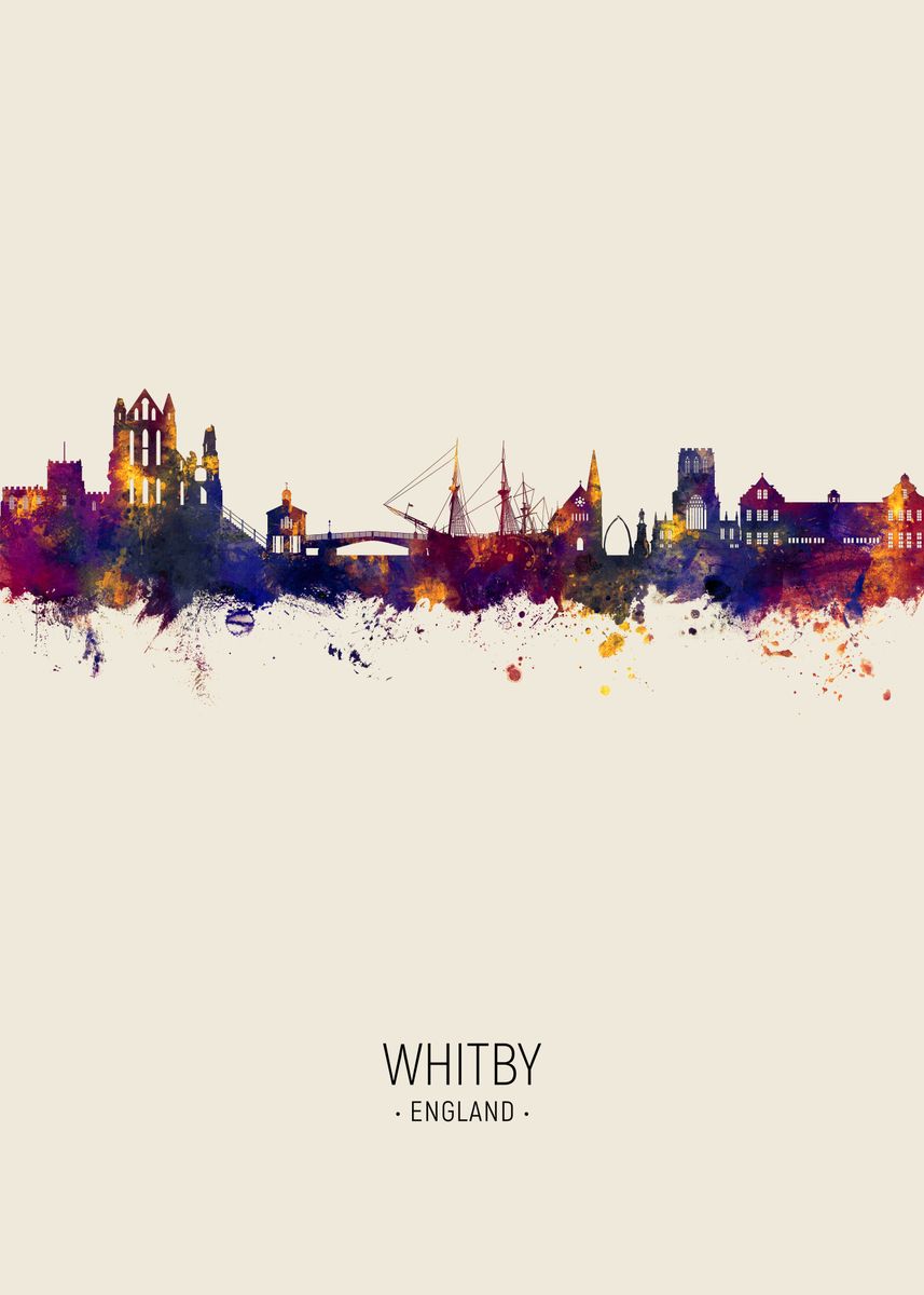 'Whitby England Skyline' Poster, picture, metal print, paint by Michael ...