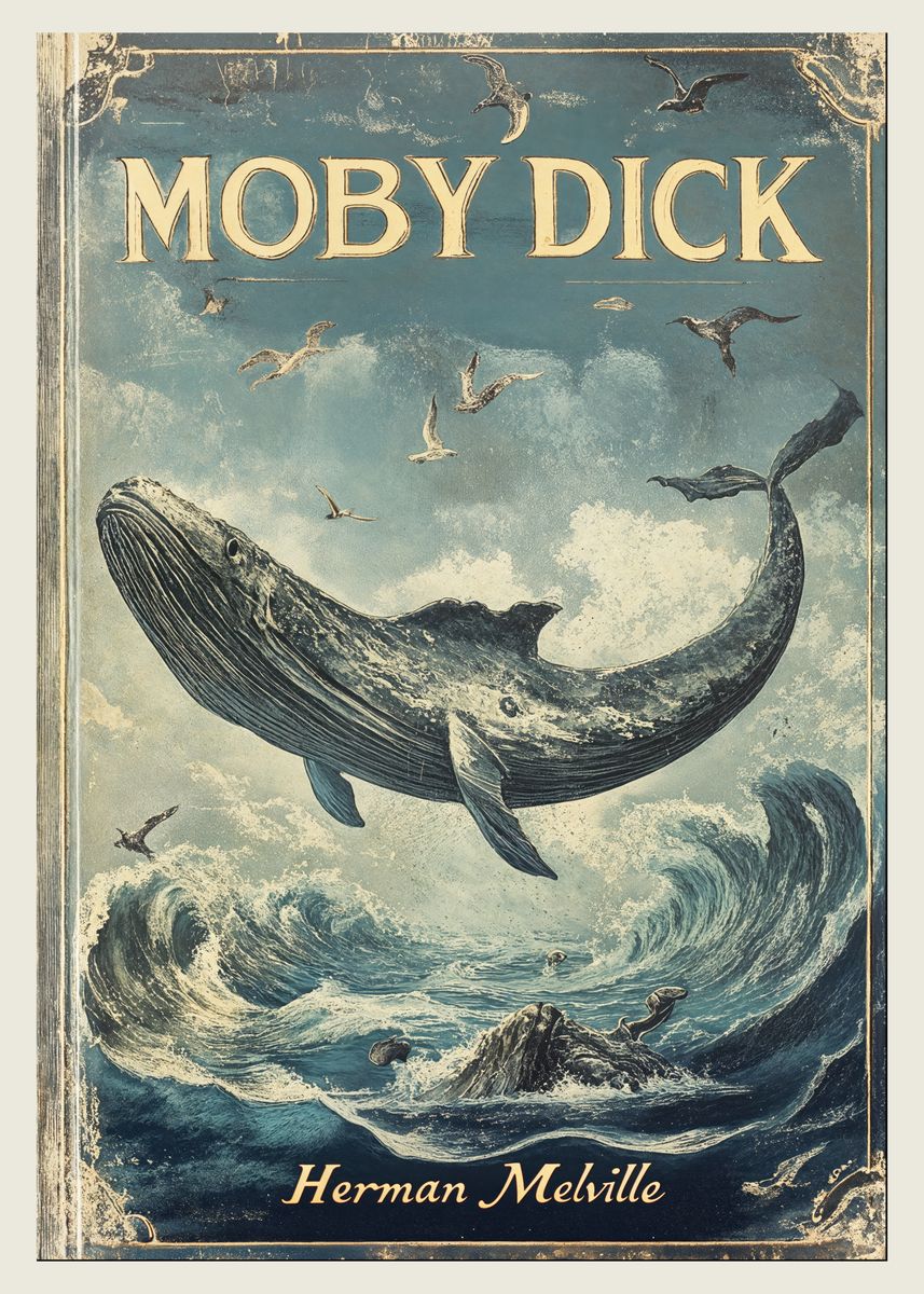 'Moby Dick Book Cover' Poster, picture, metal print, paint by Marie K | Displate