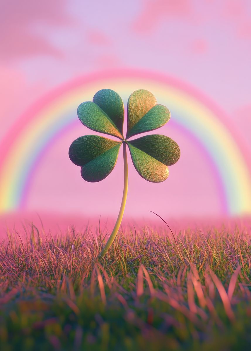 'Four Leaf Clover Rainbow' Poster, picture, metal print, paint by ...