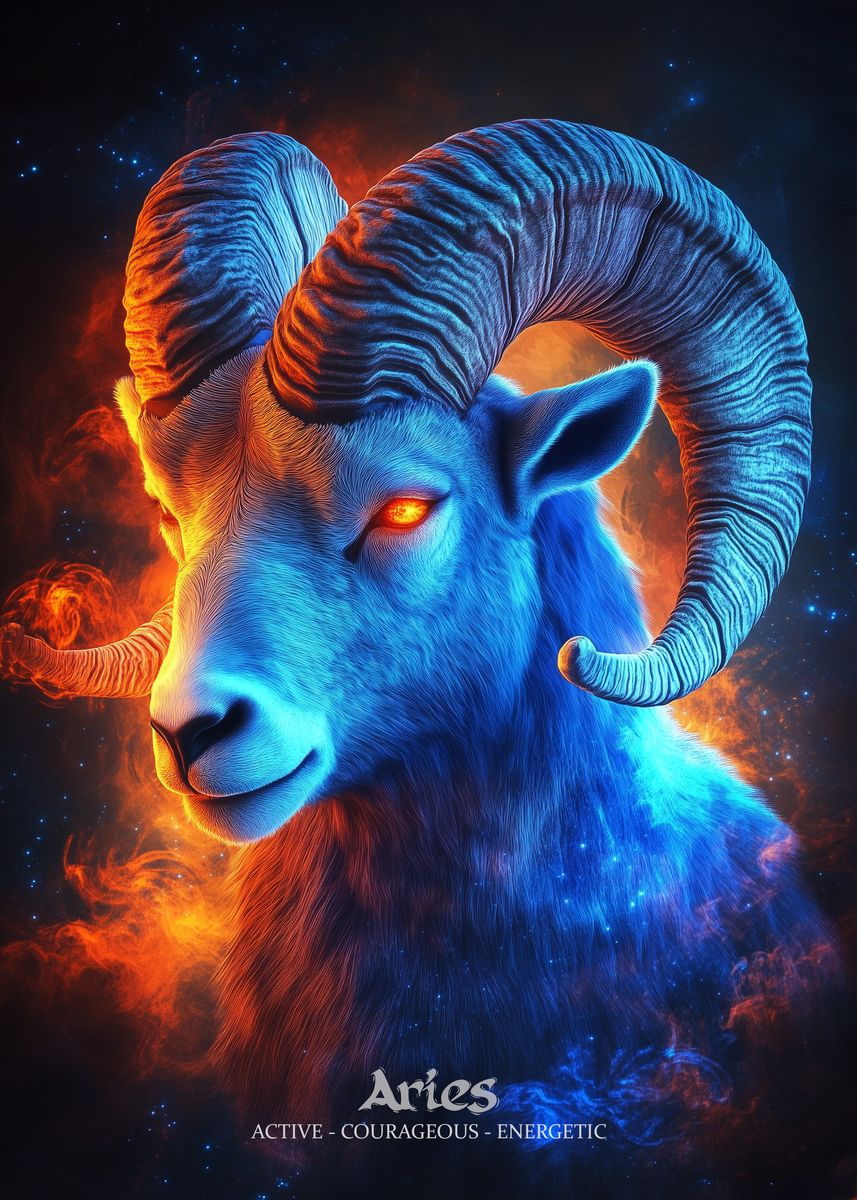 'Aries Zodiac Ram' Poster, picture, metal print, paint by Garuda Star ...
