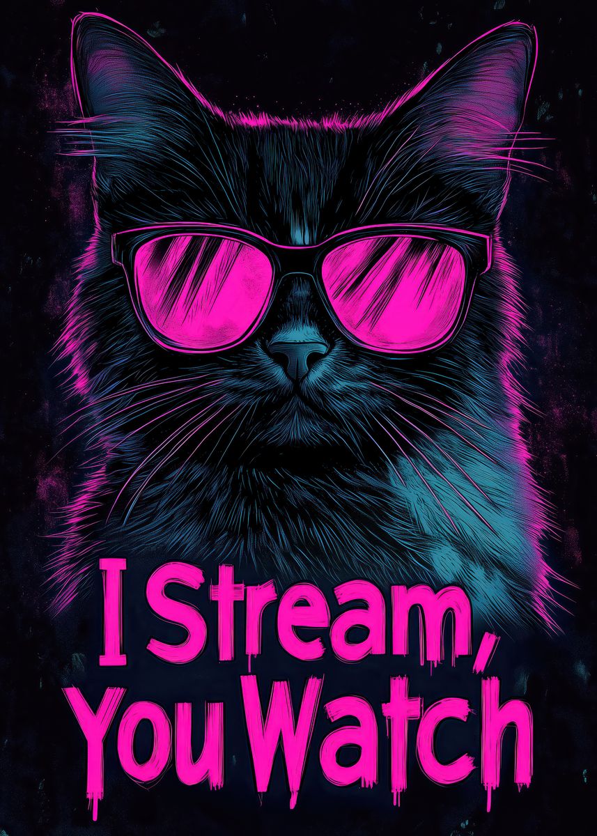 'Cool Cat Streamer' Poster, picture, metal print, paint by Spooky Blob ...