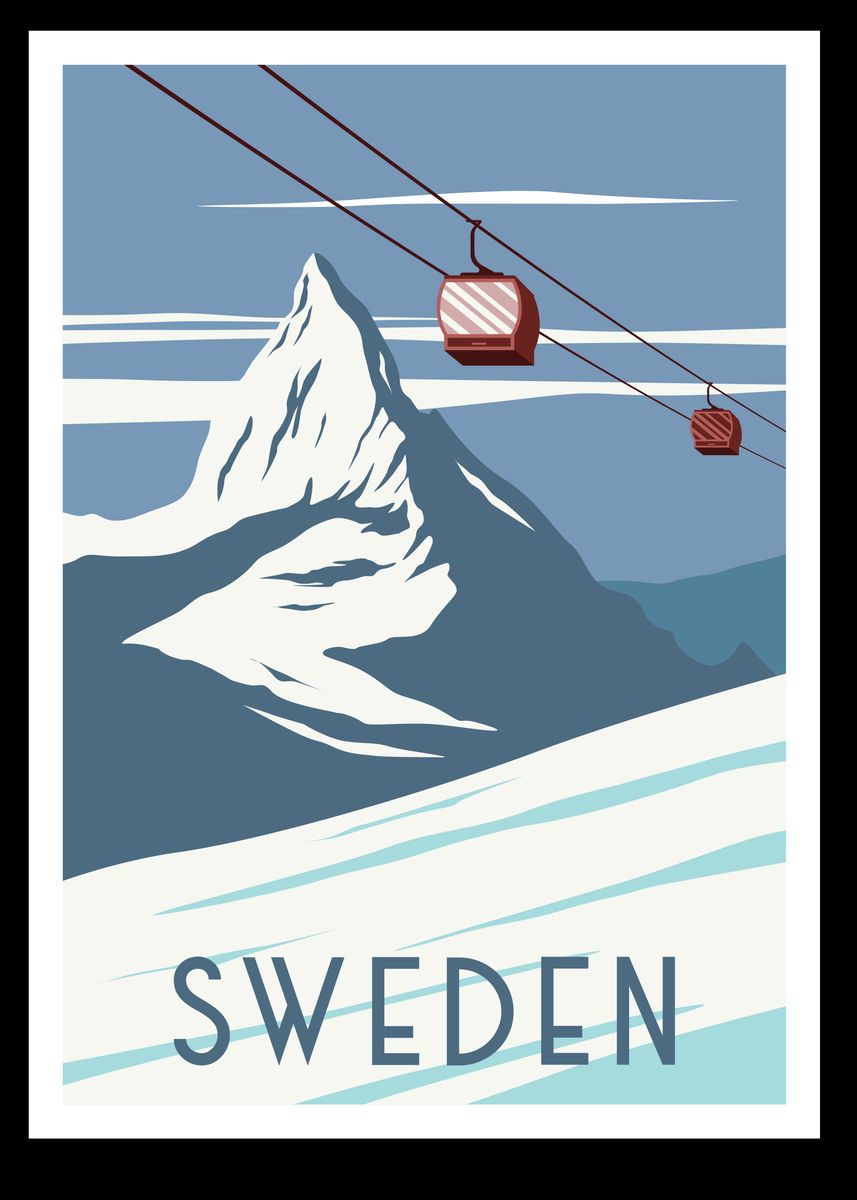 'Sweden Mountain Landscape' Poster, picture, metal print, paint by ...