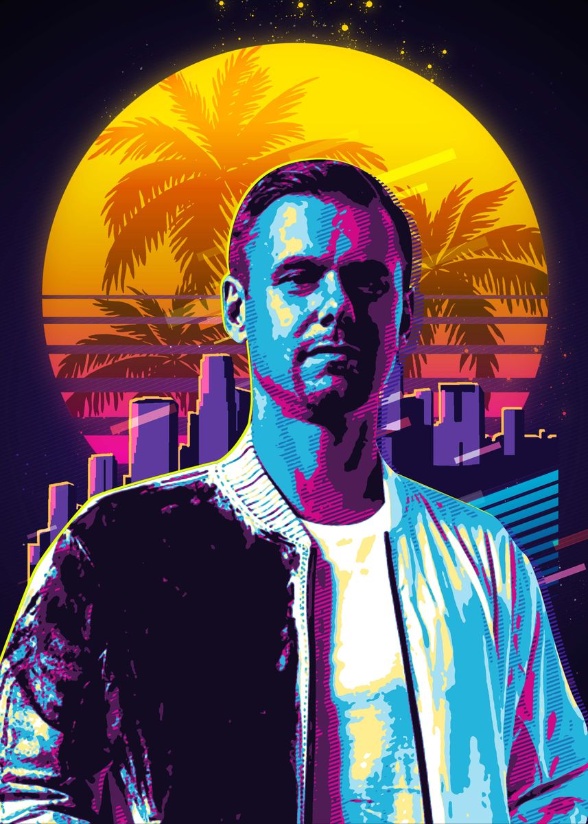 'Retro 80s Synthwave Portrait' Poster, picture, metal print, paint by ...