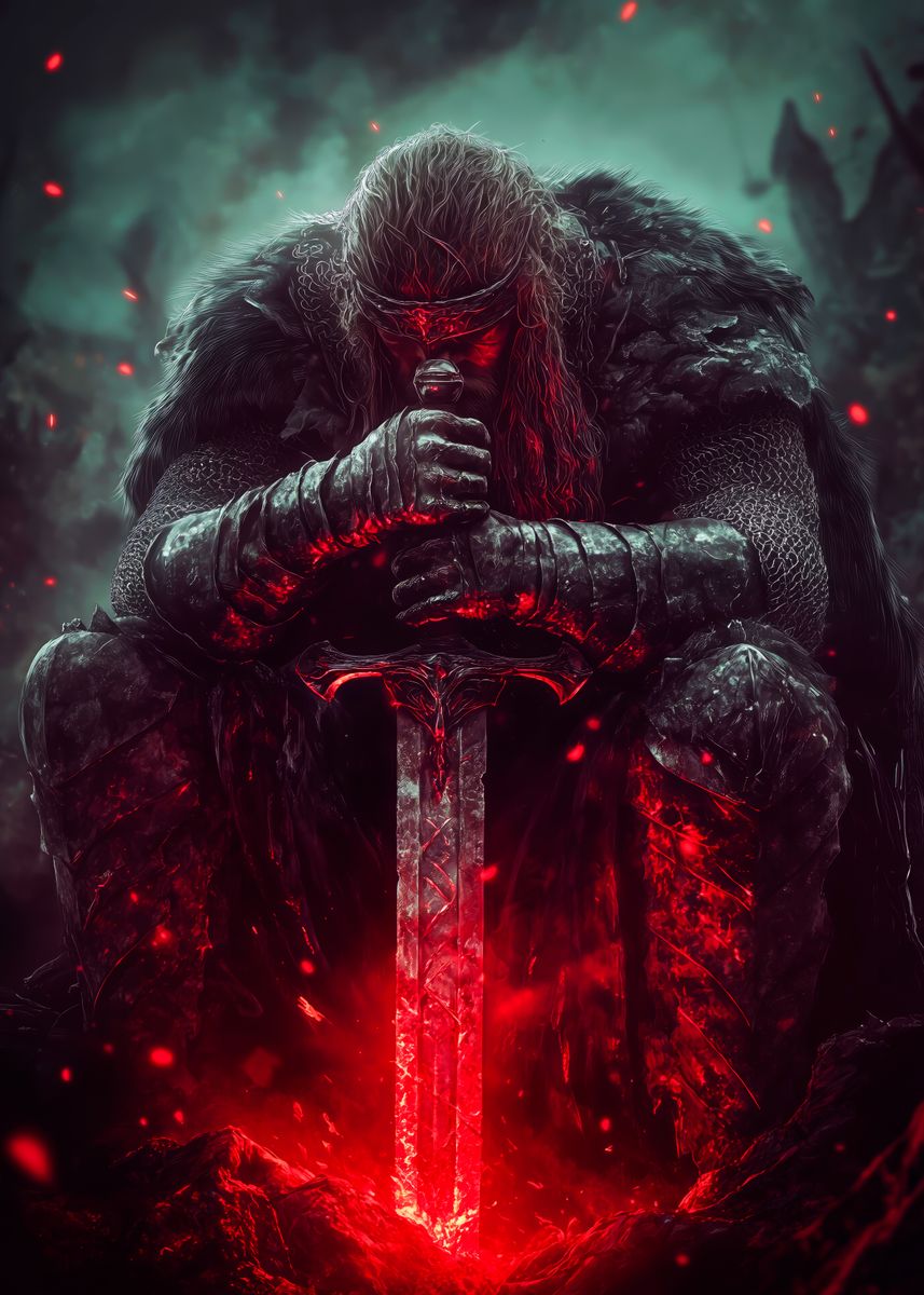 'Dark Knight with Sword' Poster, picture, metal print, paint by The ...