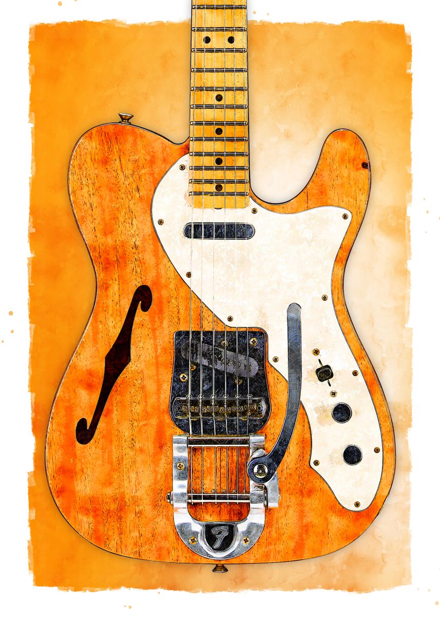 'Fender Telecaster Vintage Electric Guitar' Poster, picture, metal ...
