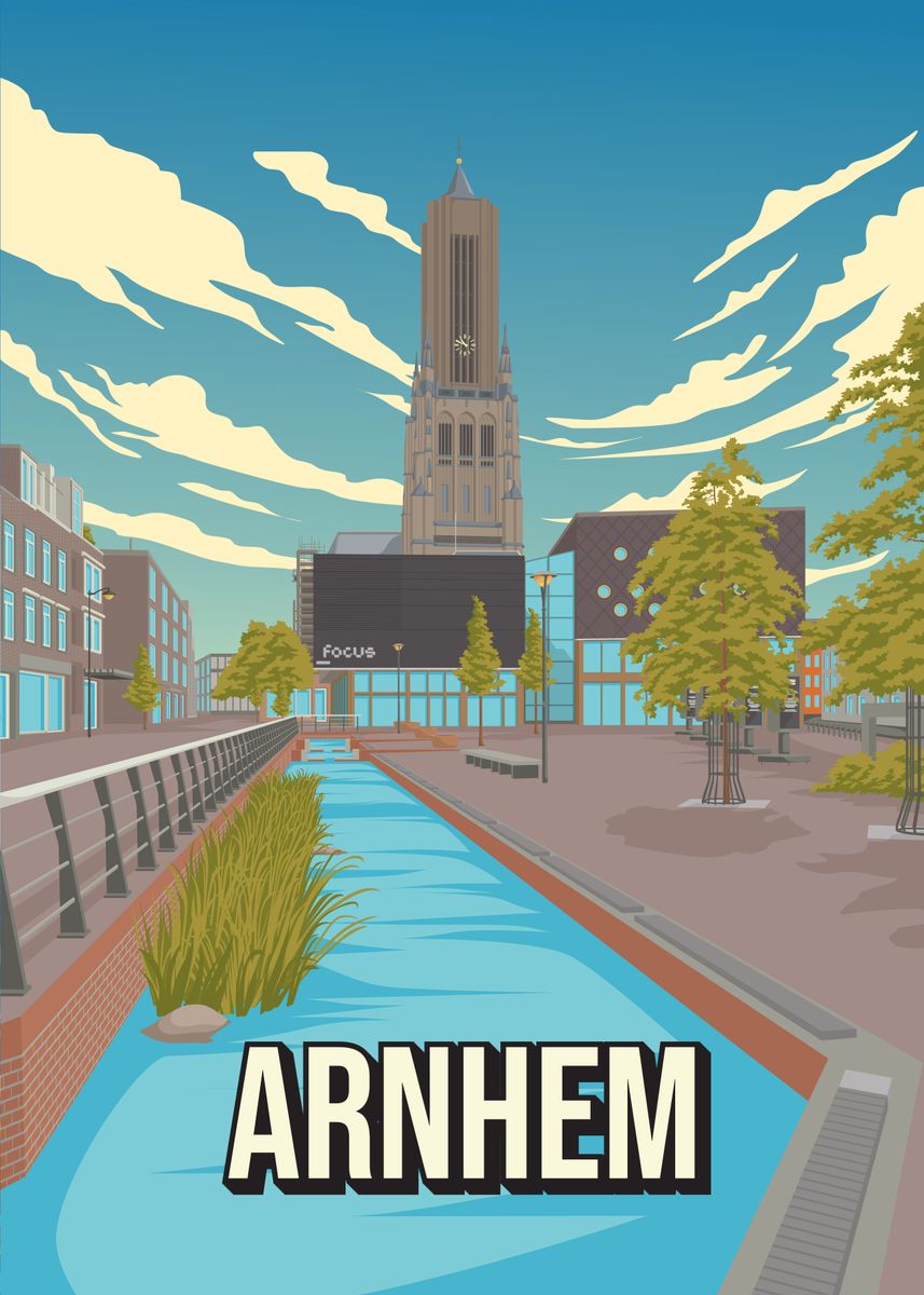 'Arnhem Netherlands Cityscape' Poster, picture, metal print, paint by ...