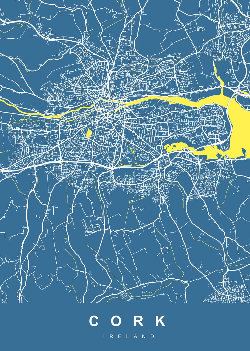 'CORK IRELAND City Map' Poster, picture, metal print, paint by ...
